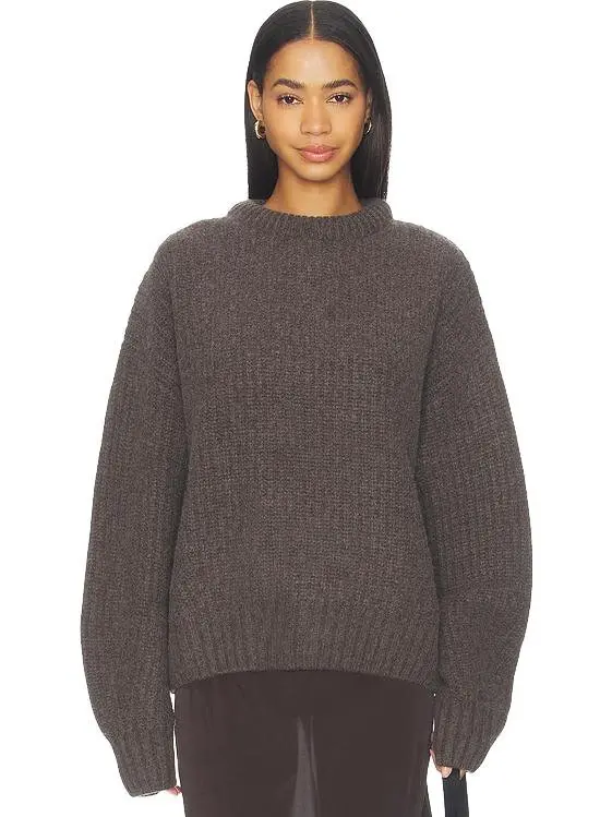 AYA MUSE Ribbed Crewneck Pullover - Taupe
