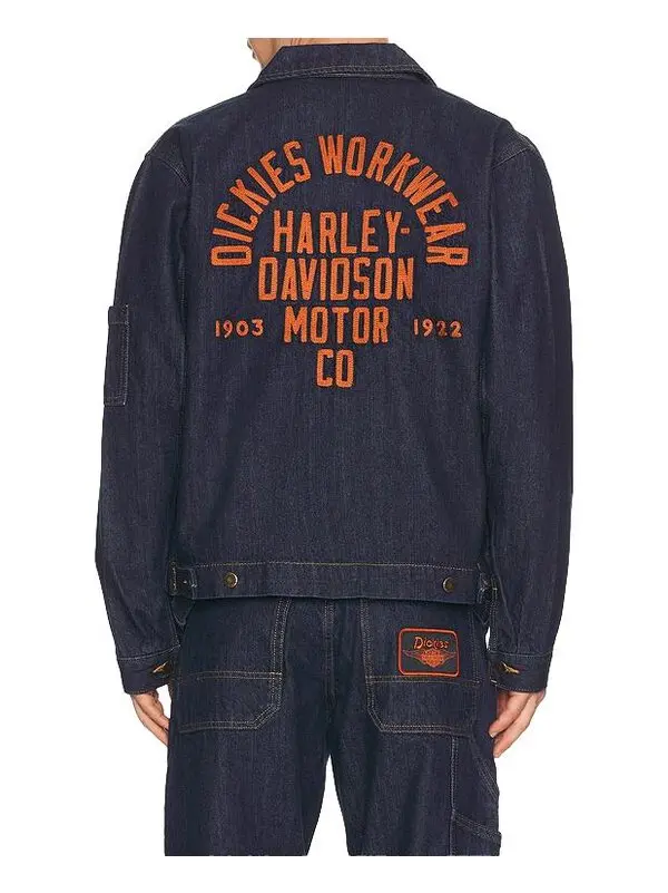 Dickies X Harley Davidson Embroidered Denim Jacket - Rinsed Indigo Blue