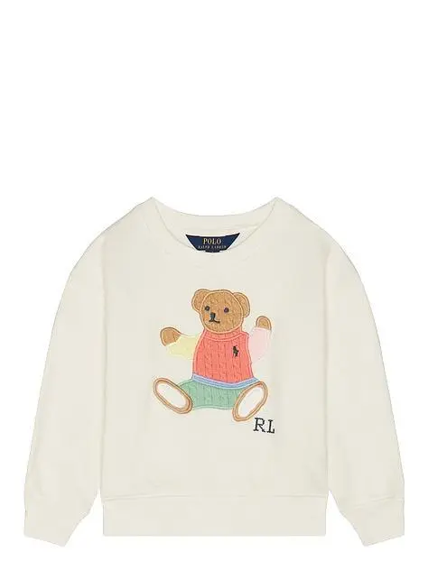 Polo Ralph Lauren Long Sleeve Terry Cable Knit Bear Crewneck - Deckwash White