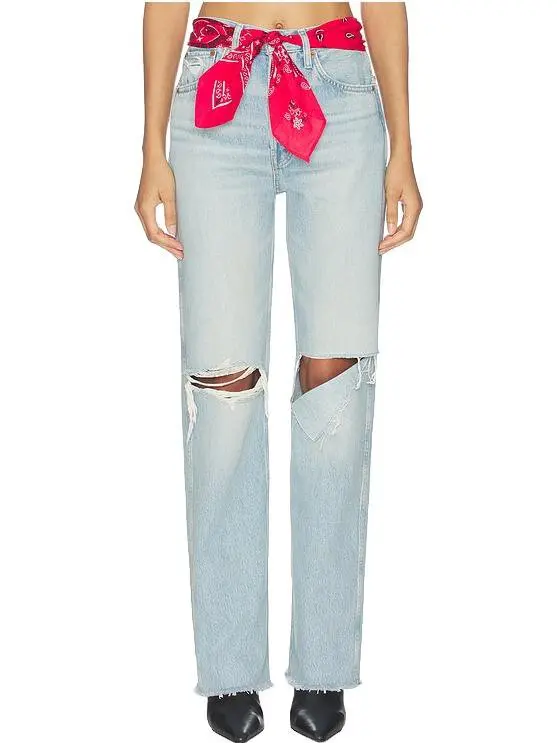 RE/DONE 90s High Rise Loose With Bandana Wide Leg Jeans - Silver Springs