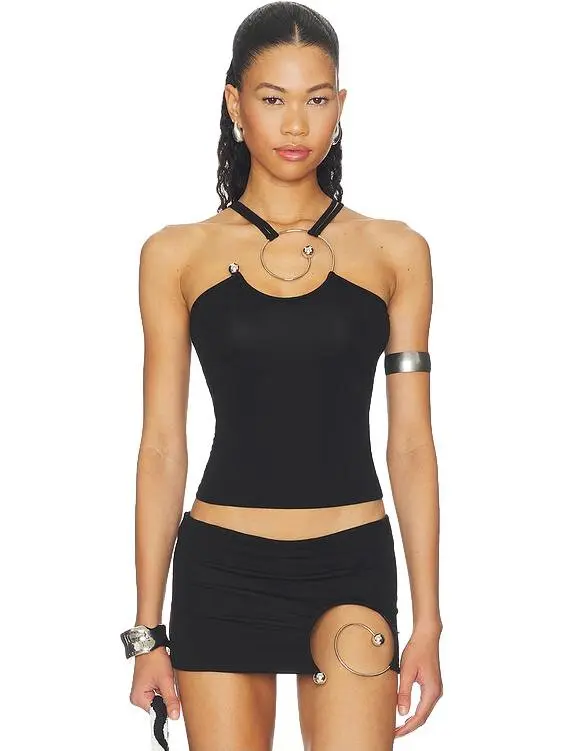 1XBLUE Spiral Strap Tank Top - Black