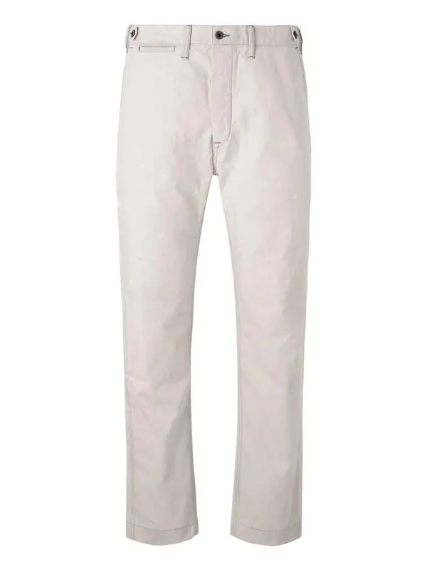 Ralph Lauren Straight-leg Paint-splattered Cotton-canvas Trousers - Ecru