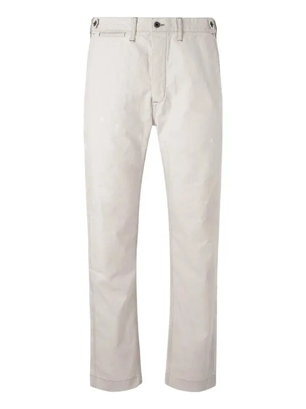 Ralph Lauren Straight-leg Paint-splattered Cotton-canvas Trousers - Neutrals