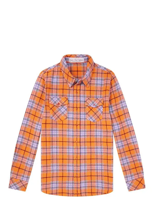 GOD'S TRUE CASHMERE Midnight Sun Checked Cashmere Shirt - Orange