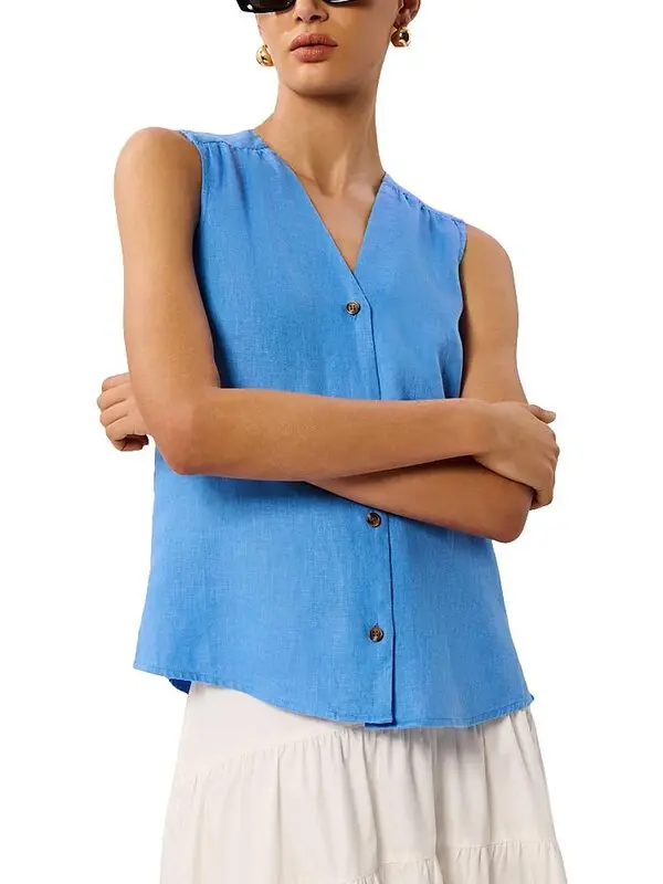 Whistles Laura Linen Tank - Blue