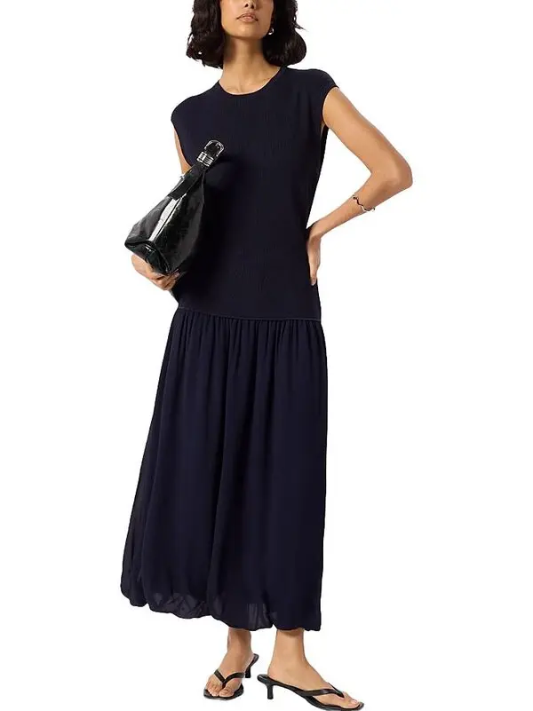 Whistles Knitted Bubble Hem Dress - Navy