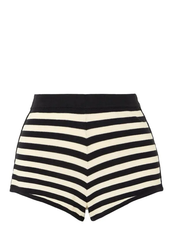 Posse Darcy Striped Pima Cotton Shorts - Neutrals
