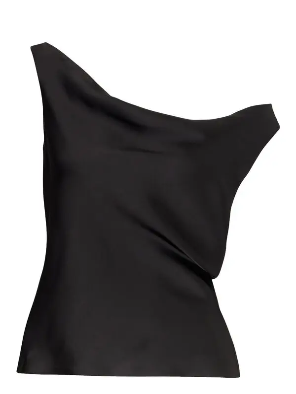 Norma Kamali Maria Satin One-shoulder Top - Black