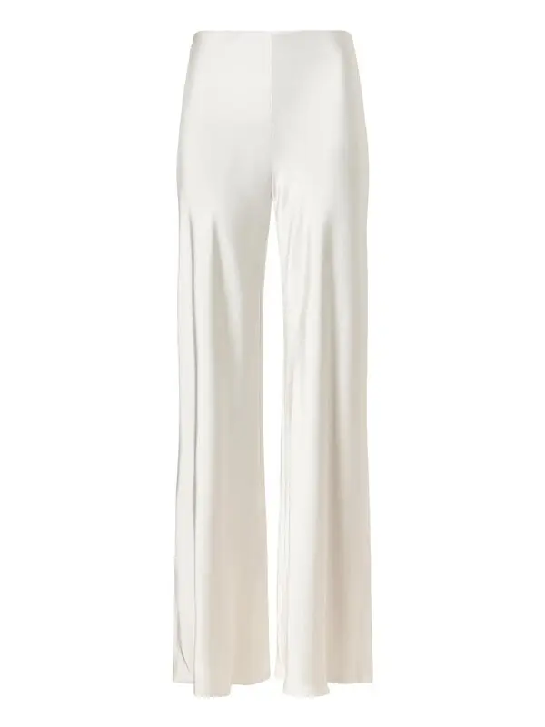 Norma Kamali High-rise Wide-leg Satin Pants - White