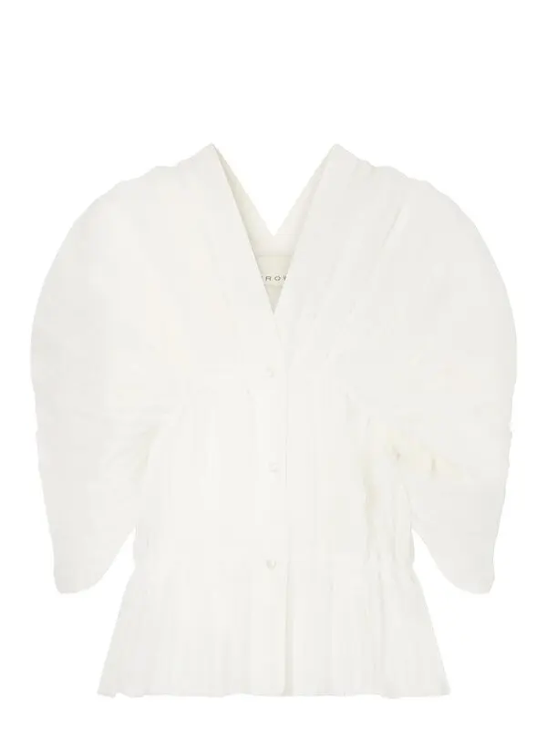 LIBEROWE Santos Pleated Silk-organza Blouse With Ruffled Hem - White