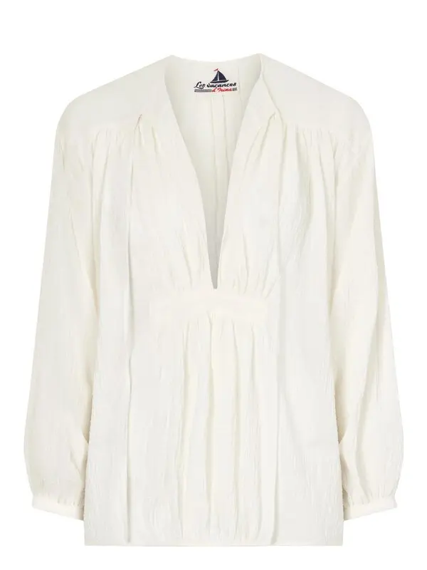 LES VACANCES D’IRINA Hazy Nipple Cotton Shirt - Neutrals