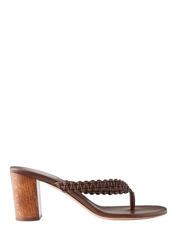 GIANVITO ROSSI 70 Woven Leather Thong Sandals - Brown