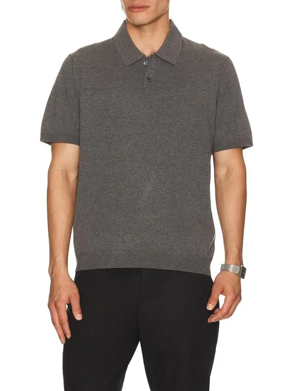 Theory Light Bilen Soris Polo In Charcoal - Medium Grey