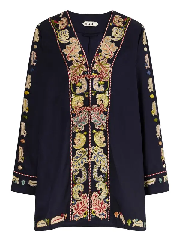 BODE Feather Runner Embroidered Cotton-blend Twill Jacket - Black