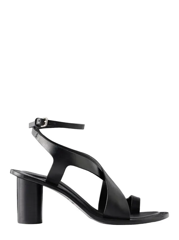A.emery Lulu Leather Block Heel Sandals - Black