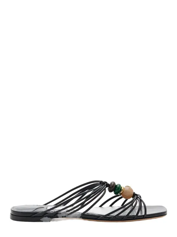 JIMMY CHOO Lova Beaded Leather Mules - Black