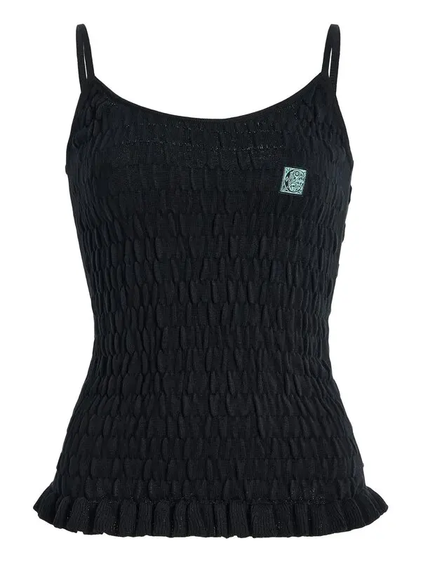 CONNER IVES Shirred Knit Cotton-cashmere Cami Top - Black