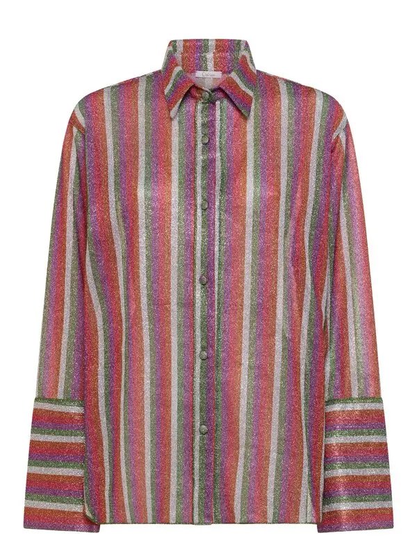Oseree Lolita Striped Metallic Shirt - Multi