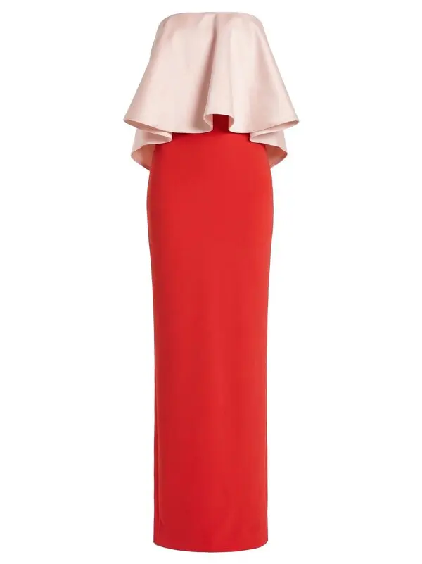 GRETA CONSTANTINE Strapless Silk-wool Column Dress - Red