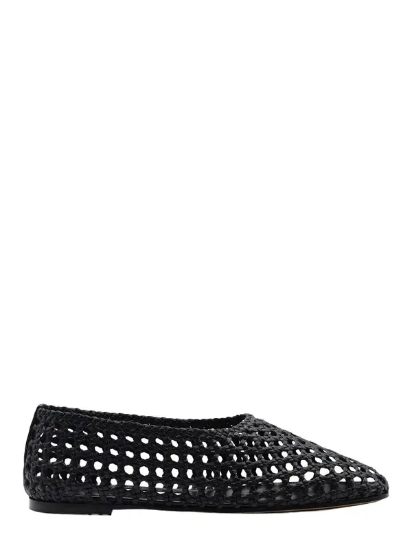 EMME PARSONS High Throat Ballerina Flat - Black Woven Nappa