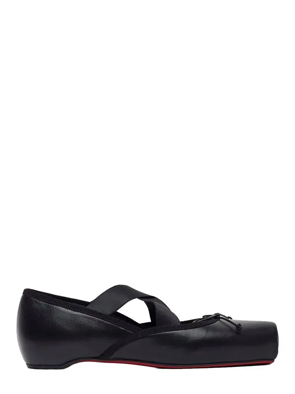 CHRISTIAN LOUBOUTIN Cassiasticina Leather Ballerinas - Black