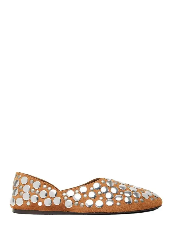 Khaite Jane Studded Suede Flats - Brown