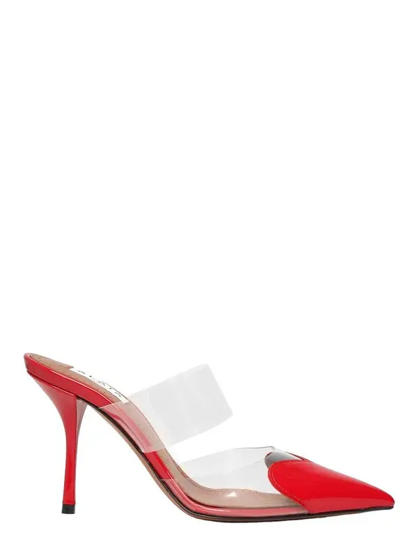 Alaïa Mule Coeur 90 Patent Mules - Transparent/red
