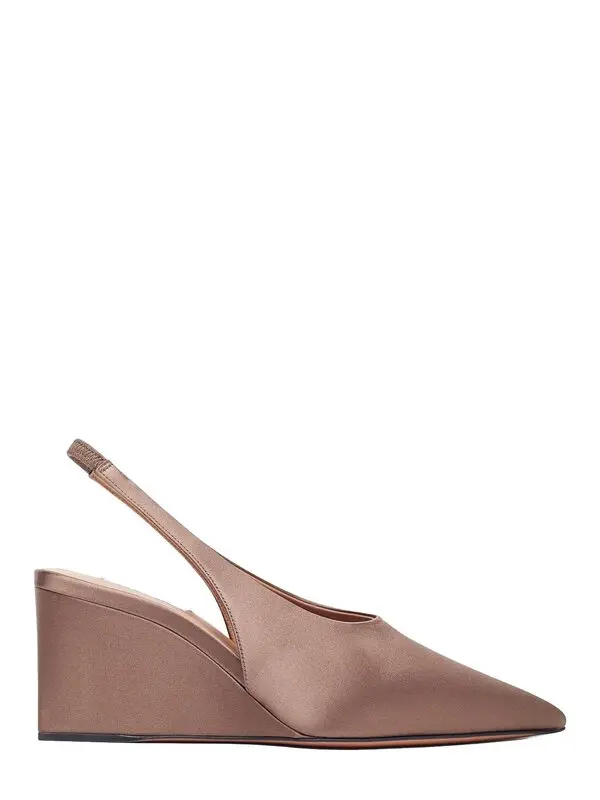 Alaïa 90 Satin Slingback Wedges - Brown