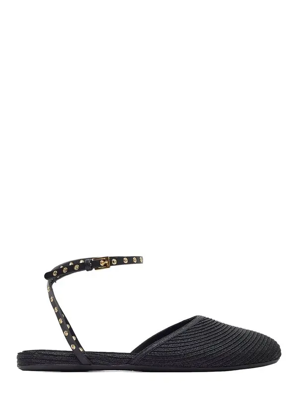 Alaïa Paper Straw Flat Sandals - Black