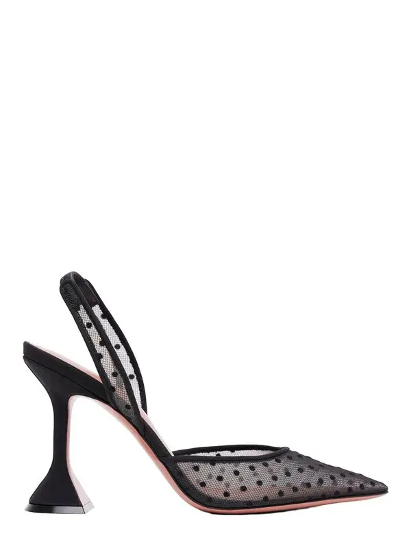 Amina Muaddi Holli 95 Polka Dot Lace Slingbacks - Black
