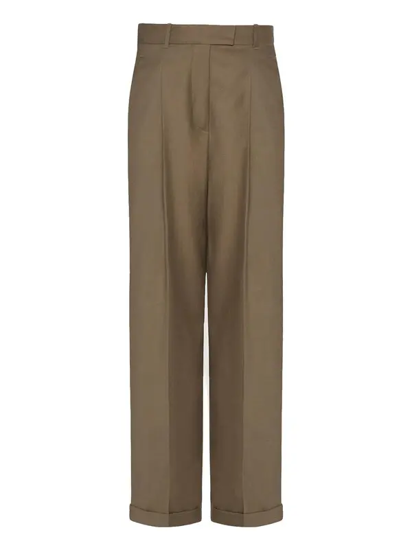 THE ROW Sorina Wool Flannel Pants - Beige