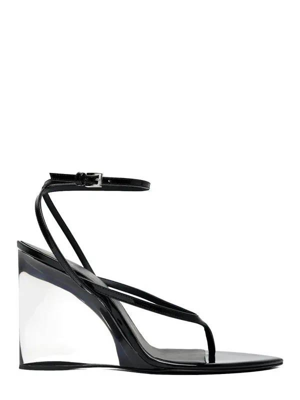 Alaïa Strappy 90 Wedge Thong Sandals - Black