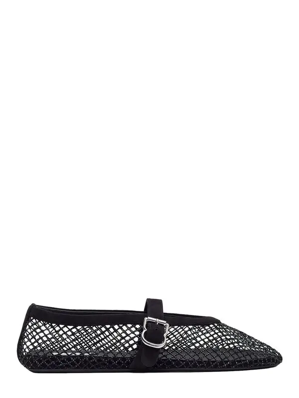Alaïa Mesh And Suede Ballerinas - Black