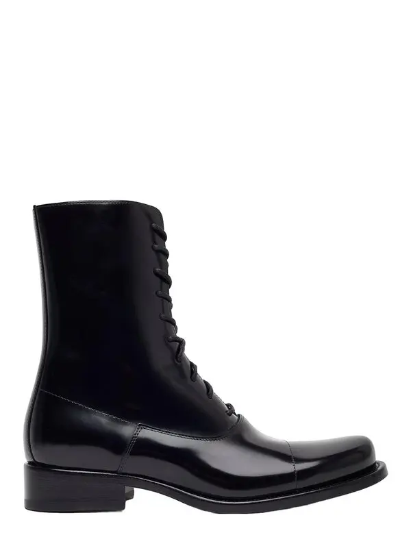 THE ROW Kai Lace-up Leather Boots - Black