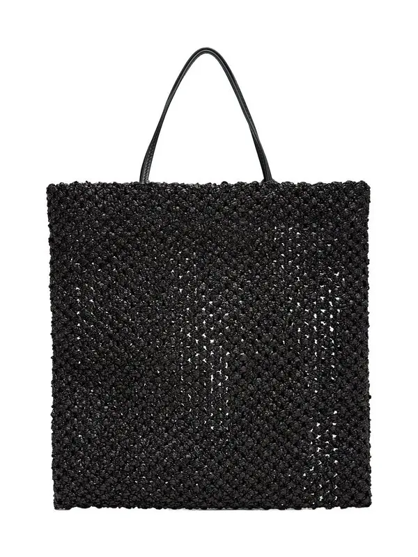 THE ROW Barn Mini Raffia Tote - Black