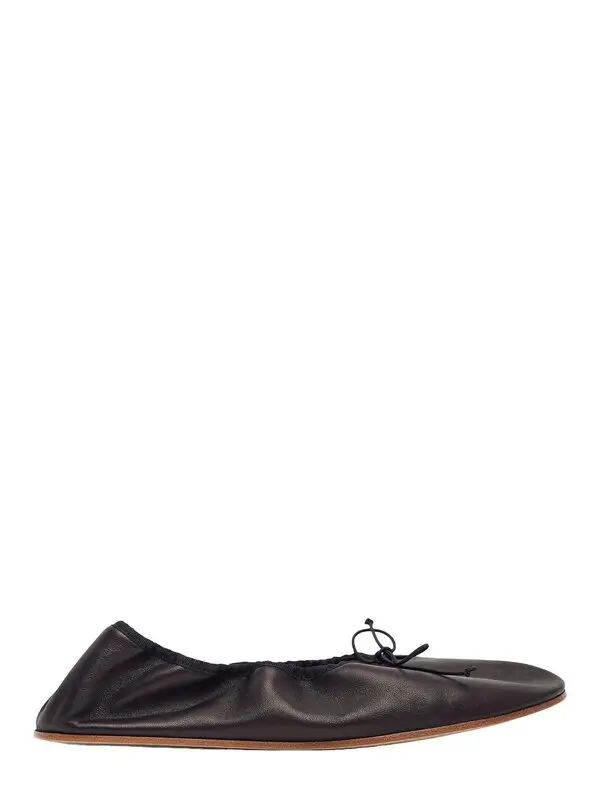 THE ROW Round Leather Ballet Flats - Black