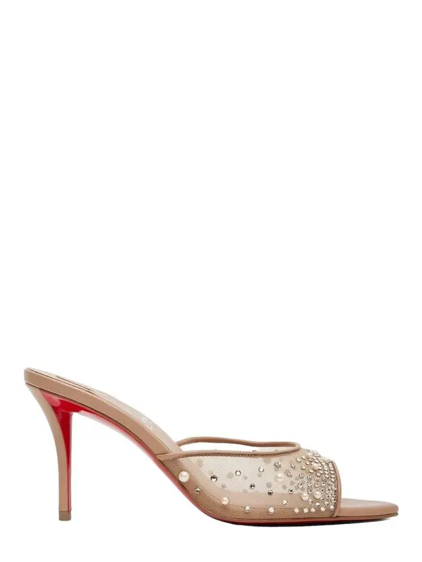 CHRISTIAN LOUBOUTIN Miss Z 80 Strass Mules - Beige