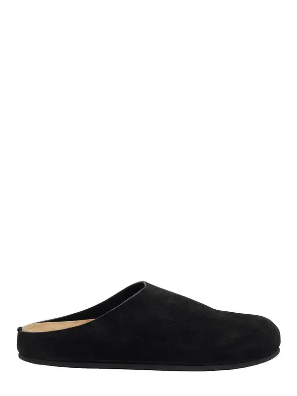 THE ROW Hugo Suede Slides - Black