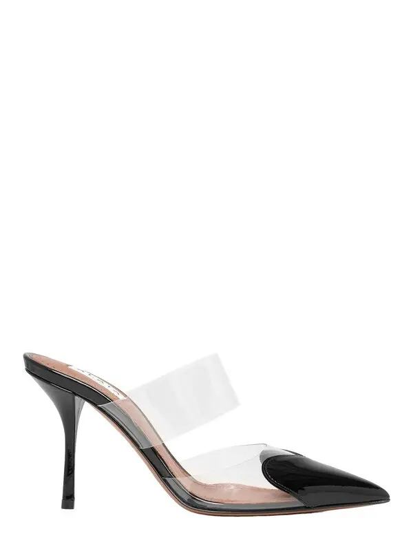 Alaïa Mule Coeur 90 Patent Mules - Transparent/black