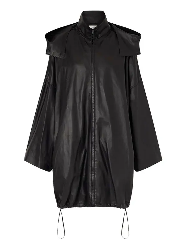 THE ROW Cassandre Leather Coat - Black