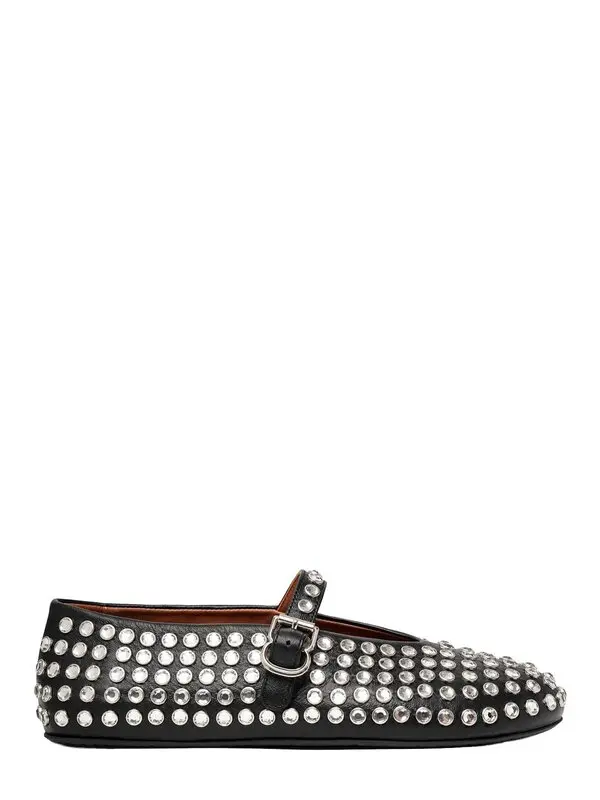 Alaïa Embellished Leather Ballet Flats - Black/silver