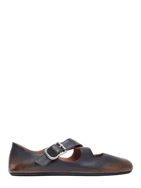 Alaïa Criss Cross Leather Ballet Flats - Brown