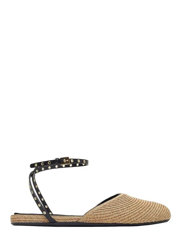 Alaïa Paper Straw Flat Sandals - Beige