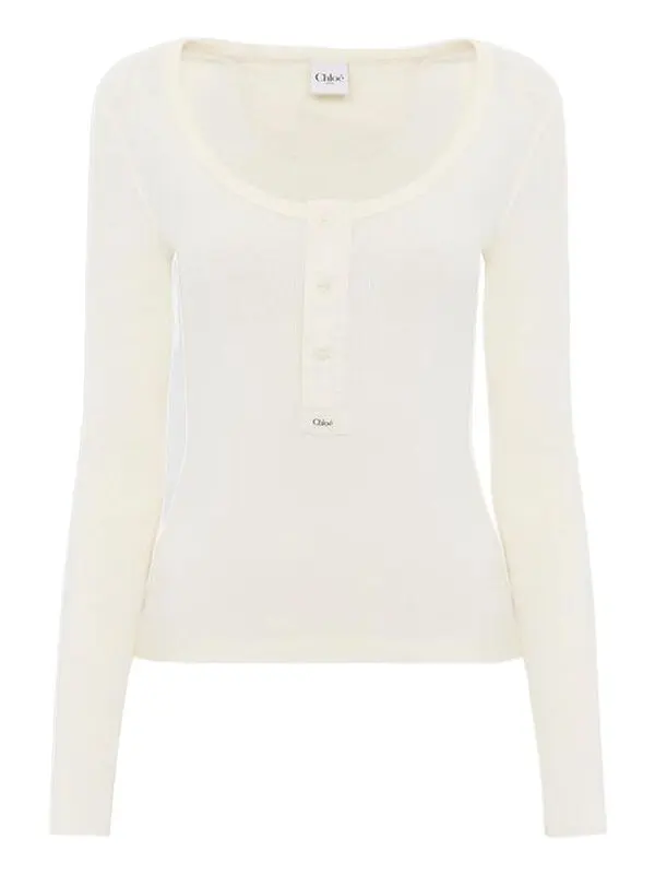 Chloé Iconic Henley Top - White
