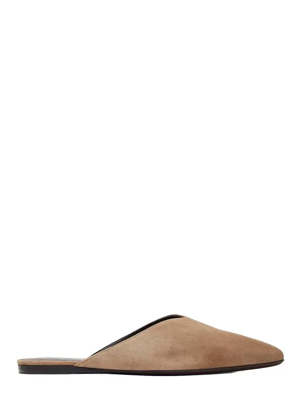 HERBERT LEVINE Homebody Suede Slide Sandals - Brown
