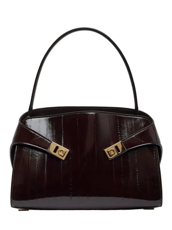 FERRAGAMO Hug M Eel Shoulder Bag - Brown