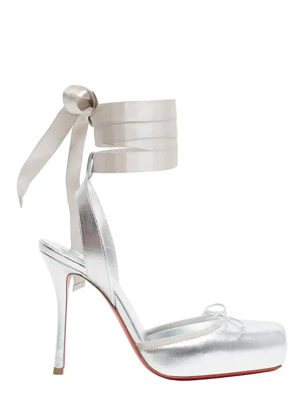 CHRISTIAN LOUBOUTIN Cassia 100 Lace Up Pumps - Silver