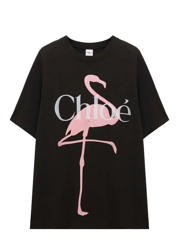 Chloé Logo Flamingo T-shirt - Black