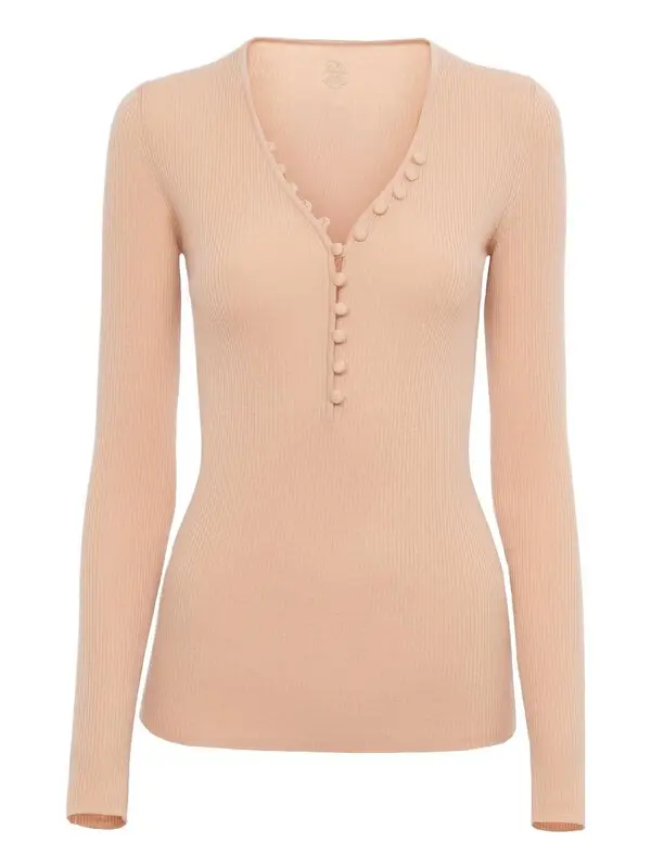 Chloé Henley Wool Knit Shirt - Pink