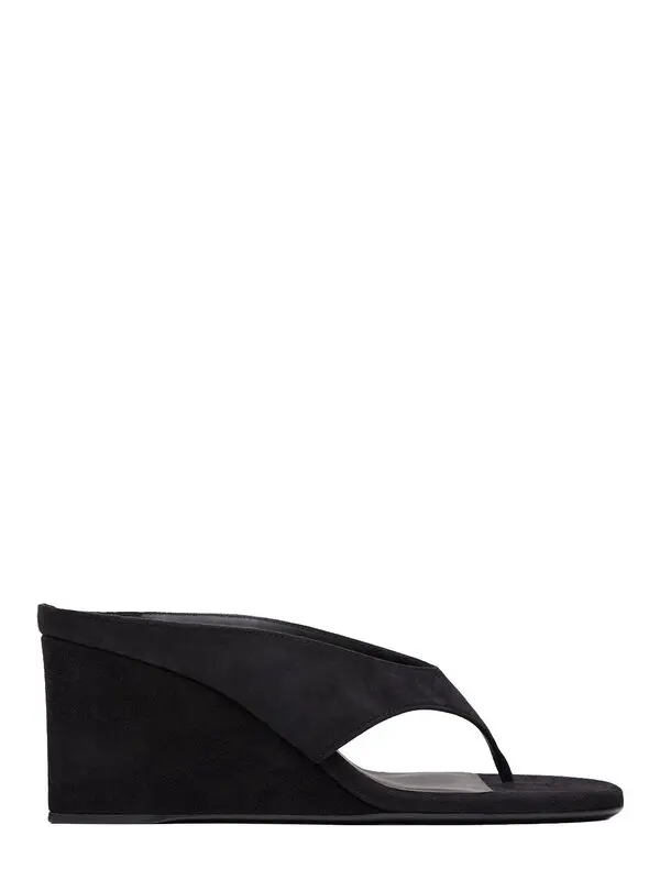 Alaïa 75 Wedge Thong Sandals - Black